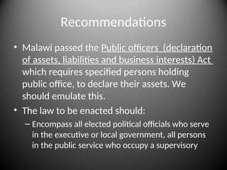 Musa-Mwenya declaration of assets presentation | PPT