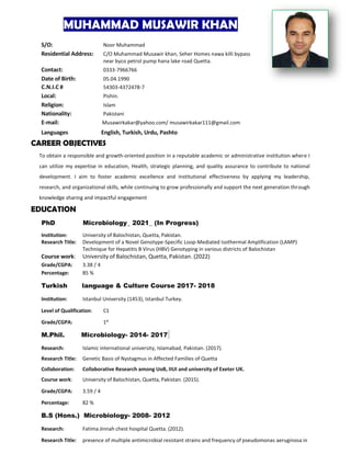 Muhammad Musawir khan_Advisor to Minster Health Govt. of Baloshistan | PDF