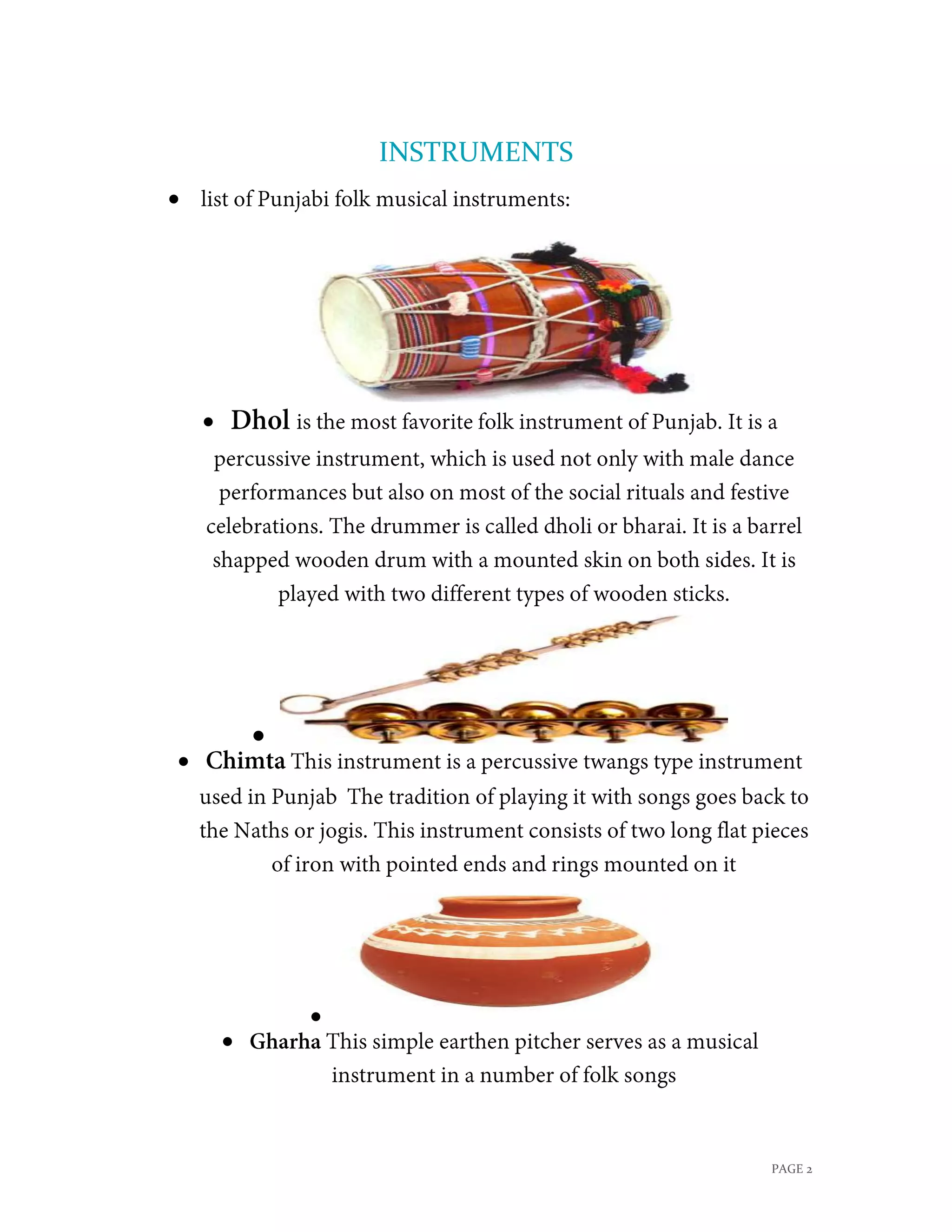 Muscial instruments of punjab | PDF