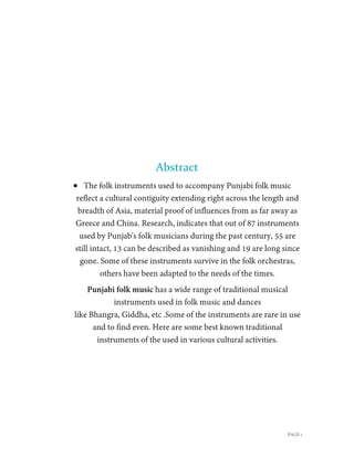 Muscial instruments of punjab | PDF
