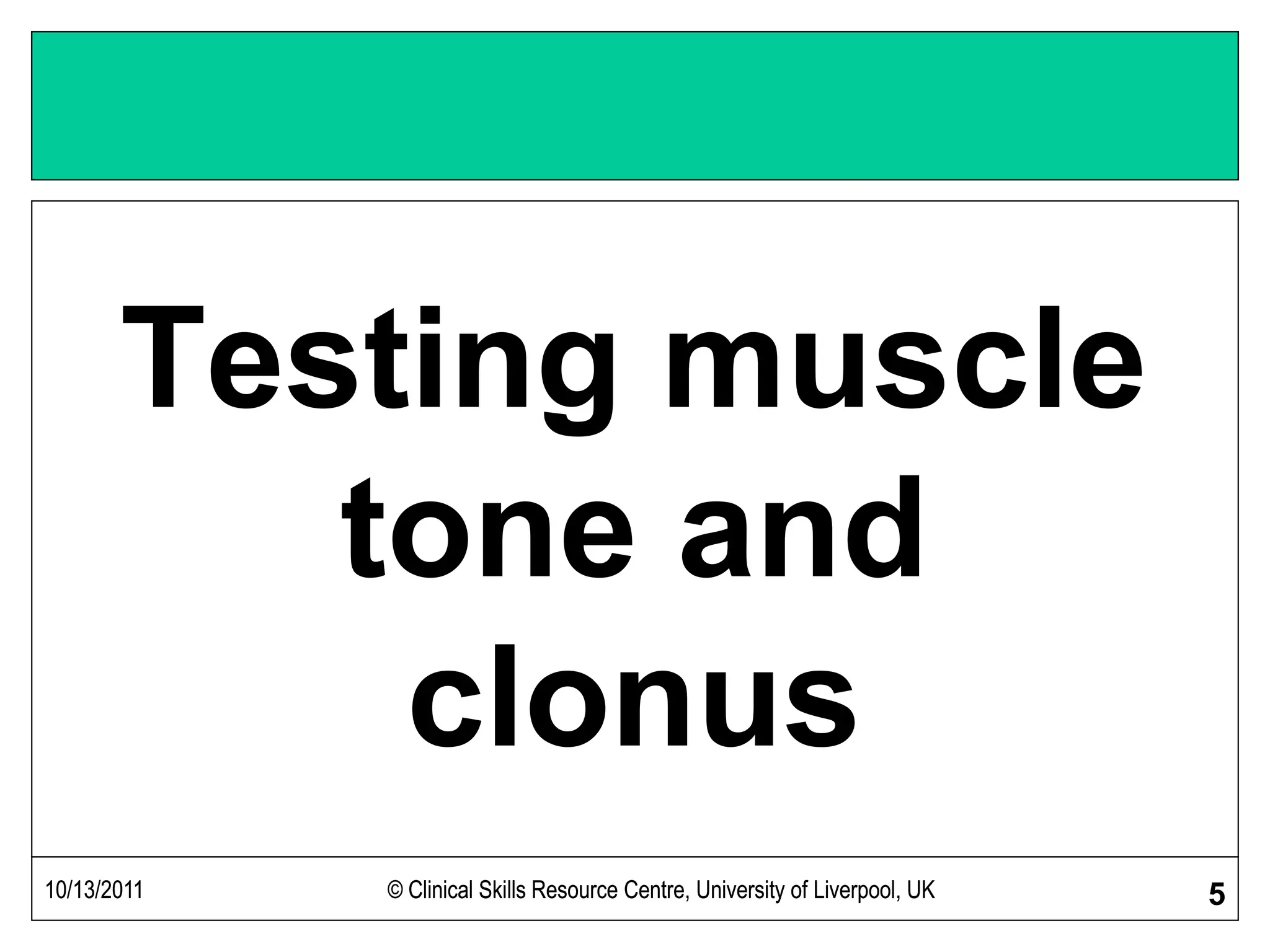 Muscle Power and Tone Examination | PDF