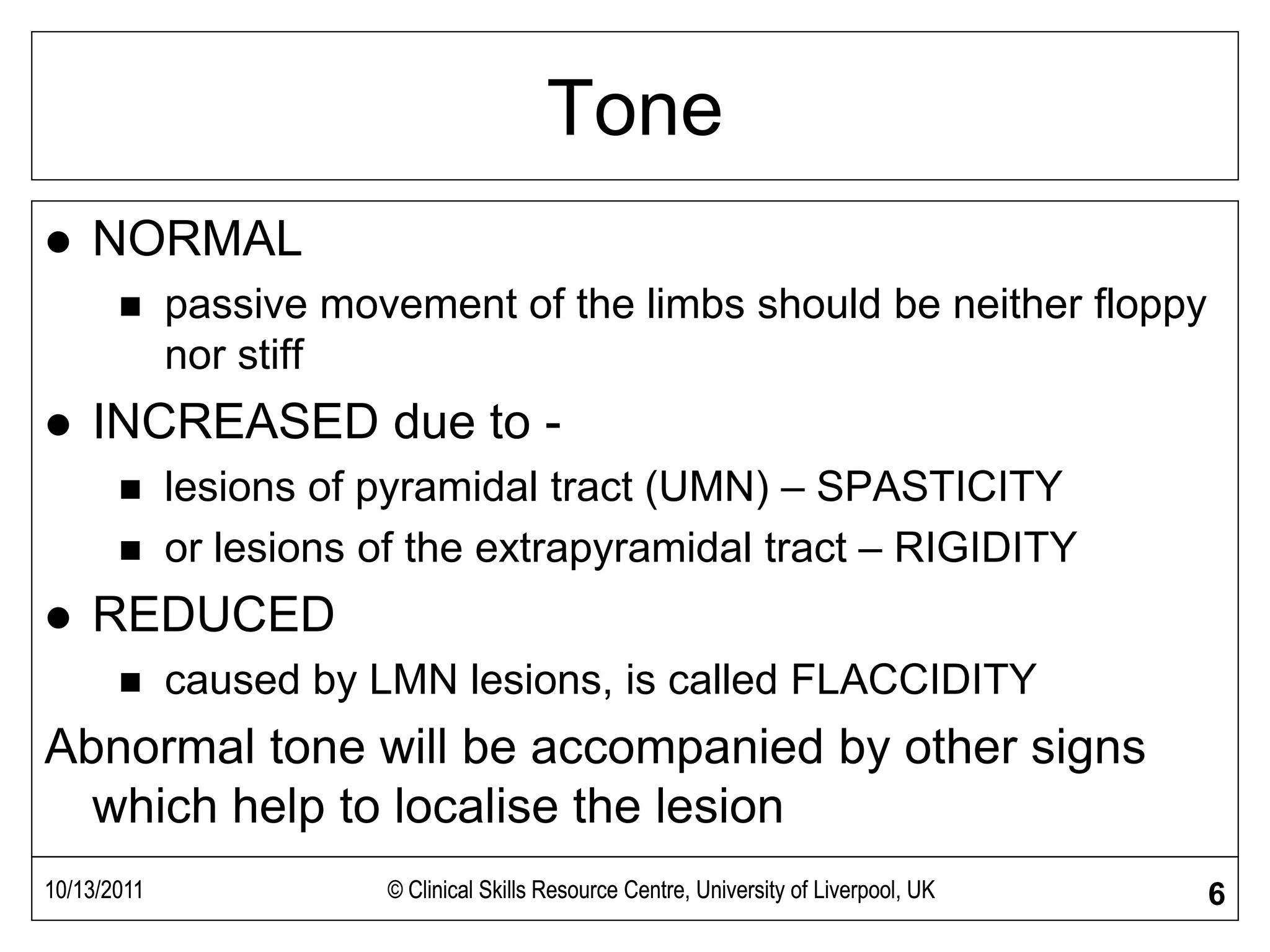 Muscle Power and Tone Examination | PDF