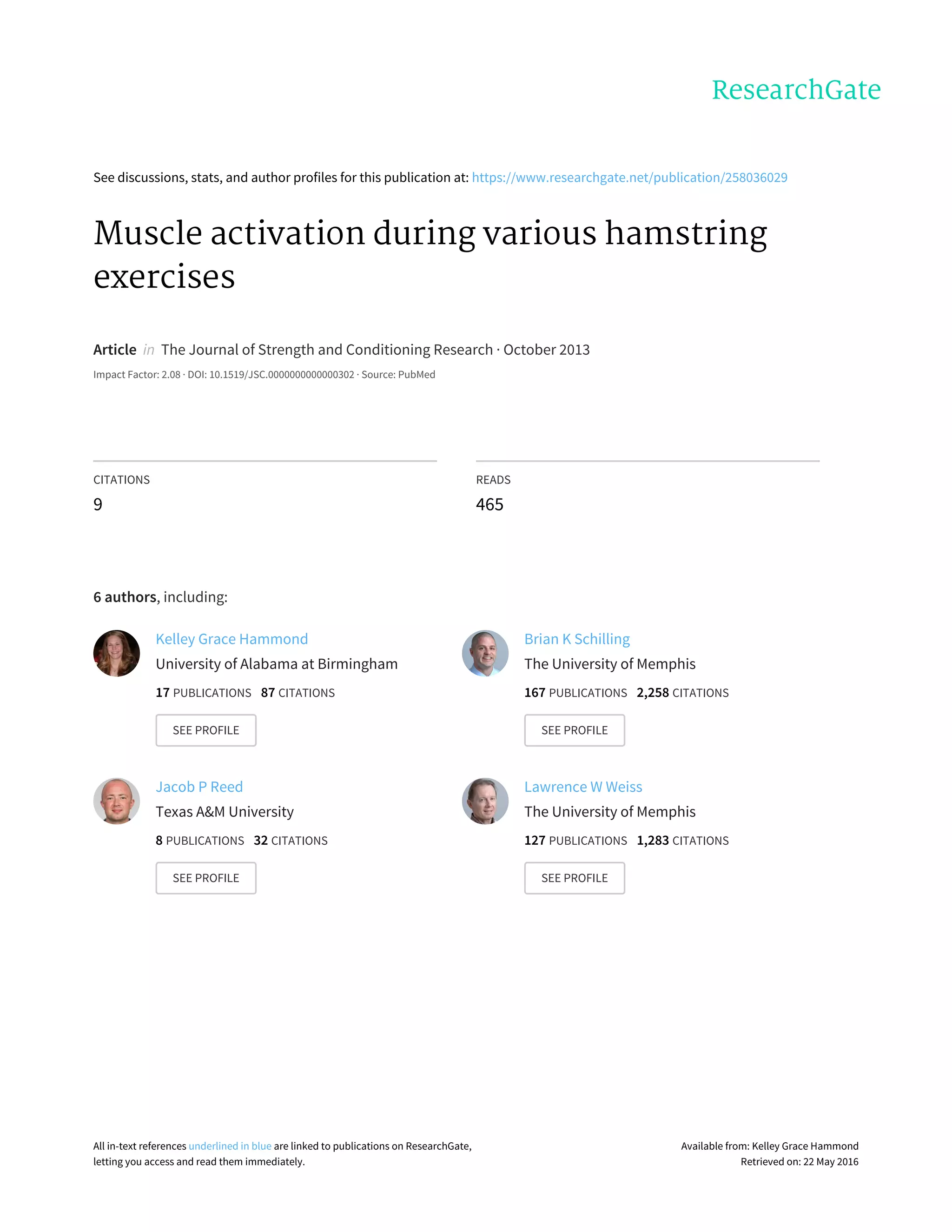 Muscle activation during various hamstring exercises | PDF