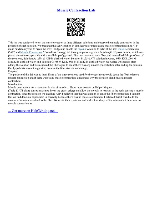 Muscle Contraction Lab | PDF