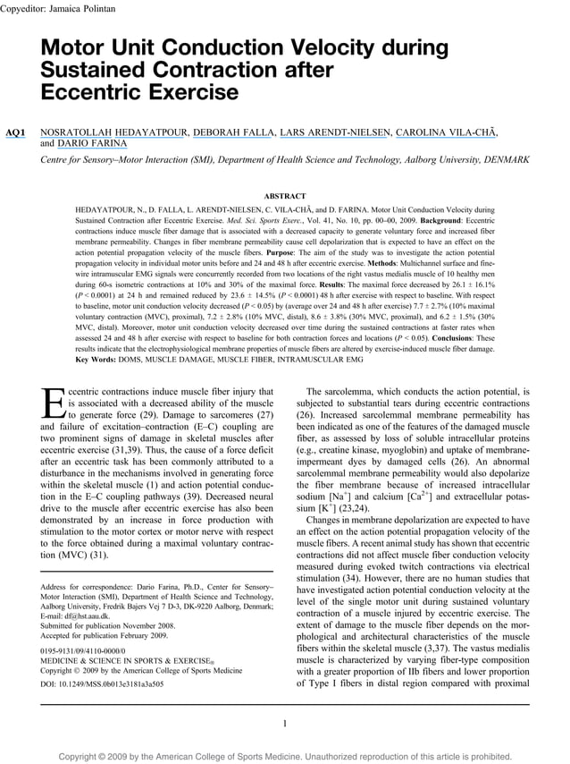 Motor Unit Conduction Velocity During Sustained Contraction Of The ...