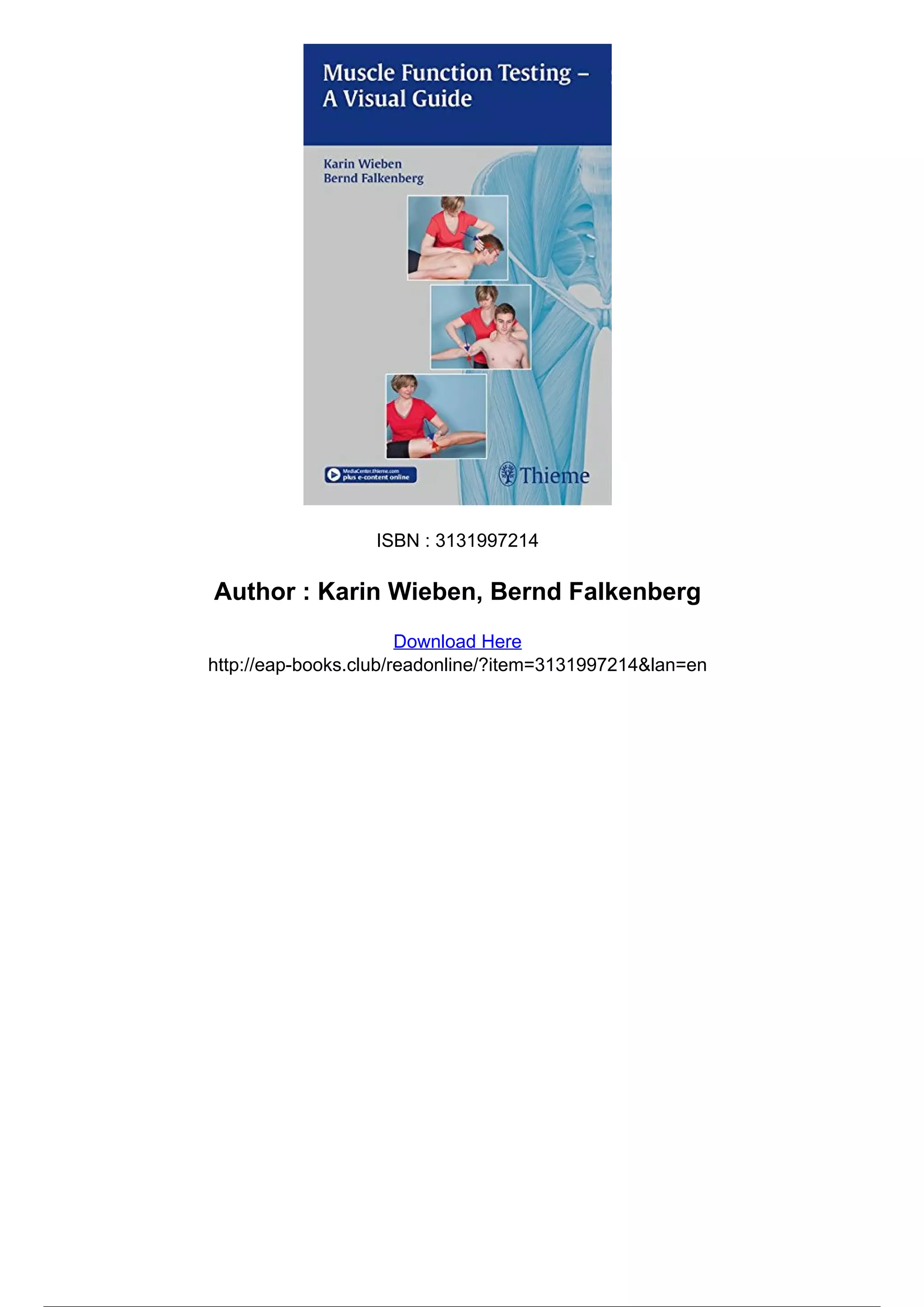 Muscle function testing a visual guide pdf | PDF