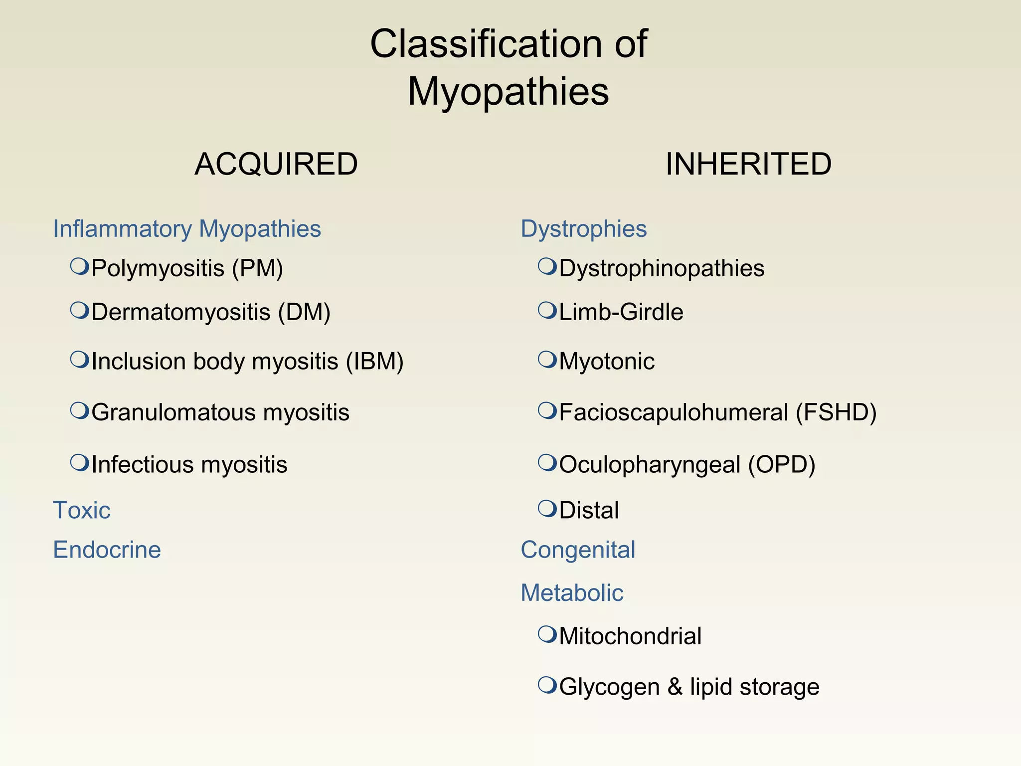 Myopathies - In detail (Classification and images) | PPT