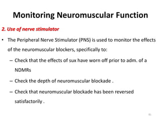 Pharmacology of Neuromuscular blocking agents/ muscle relaxants | PDF