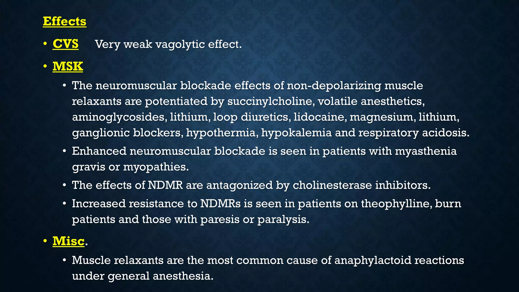 Muscle Relaxants DMR & NDMR | PDF