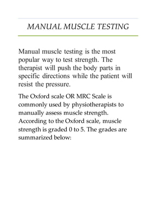 Muscle strength testing | DOCX