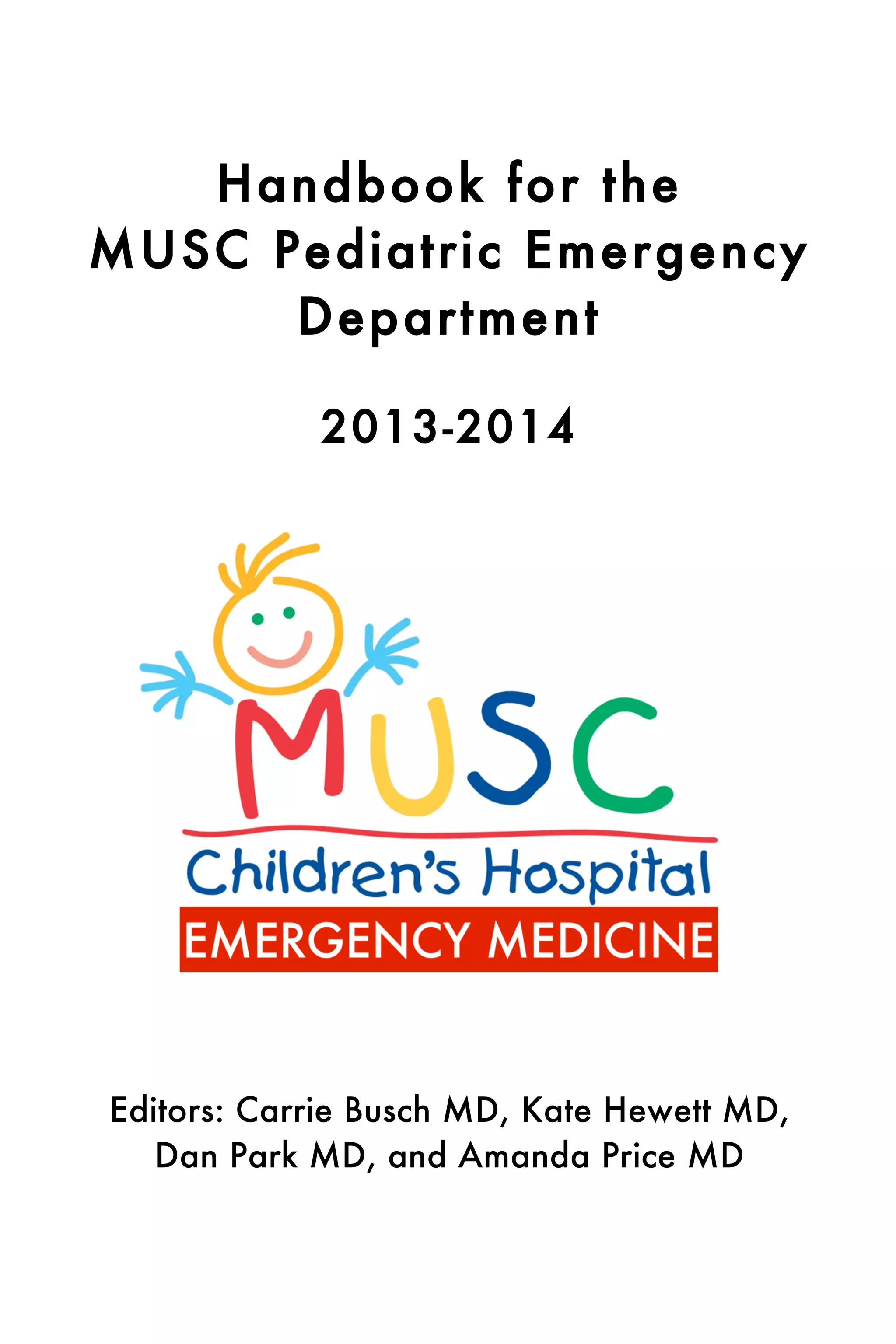 MUSC Pediatric Emergency Medicine Handbook 2013 | PDF