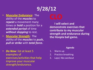 Muscular Endurance Exercises List