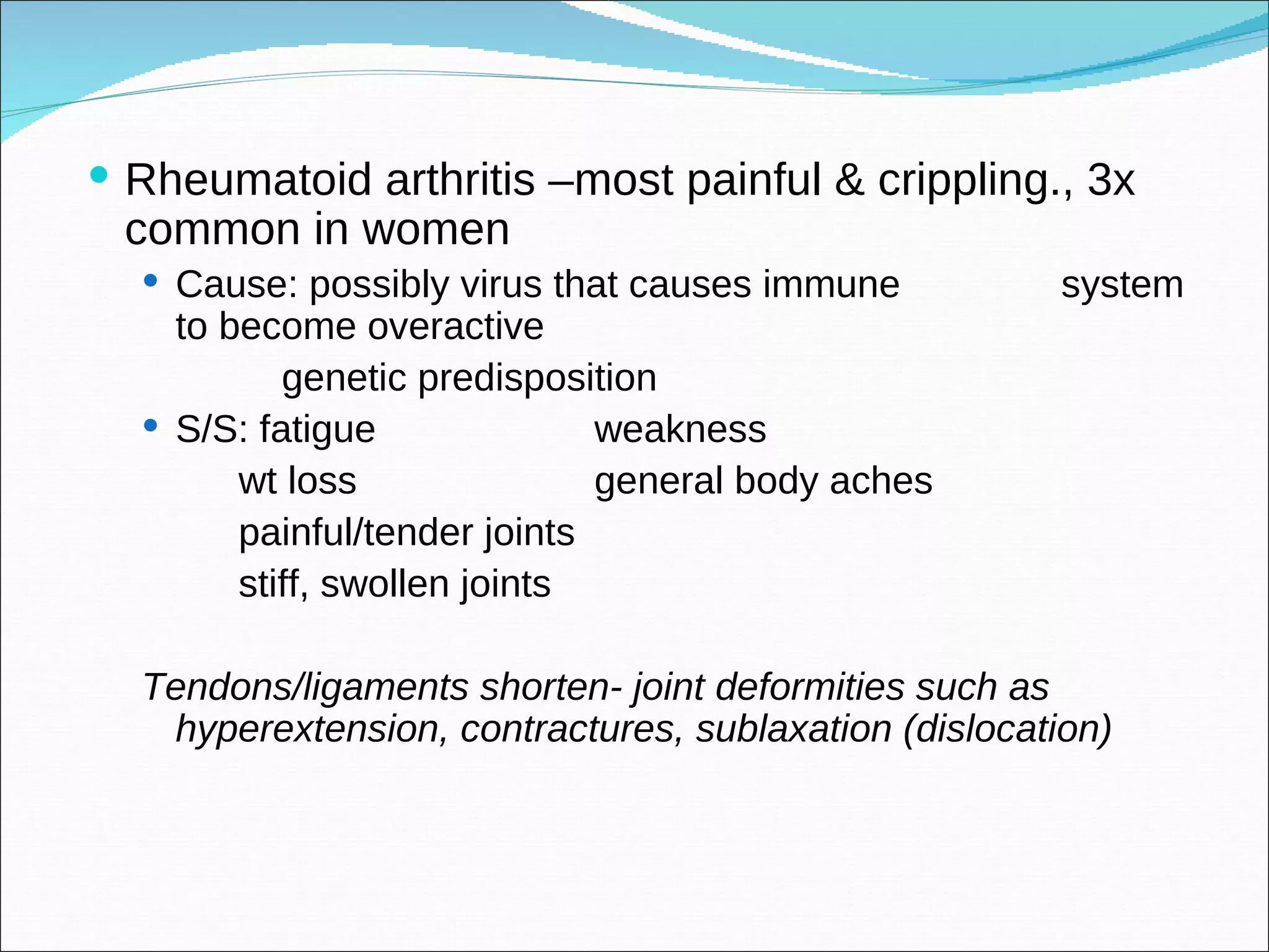 Musculoskeletal System Disorders | PPT