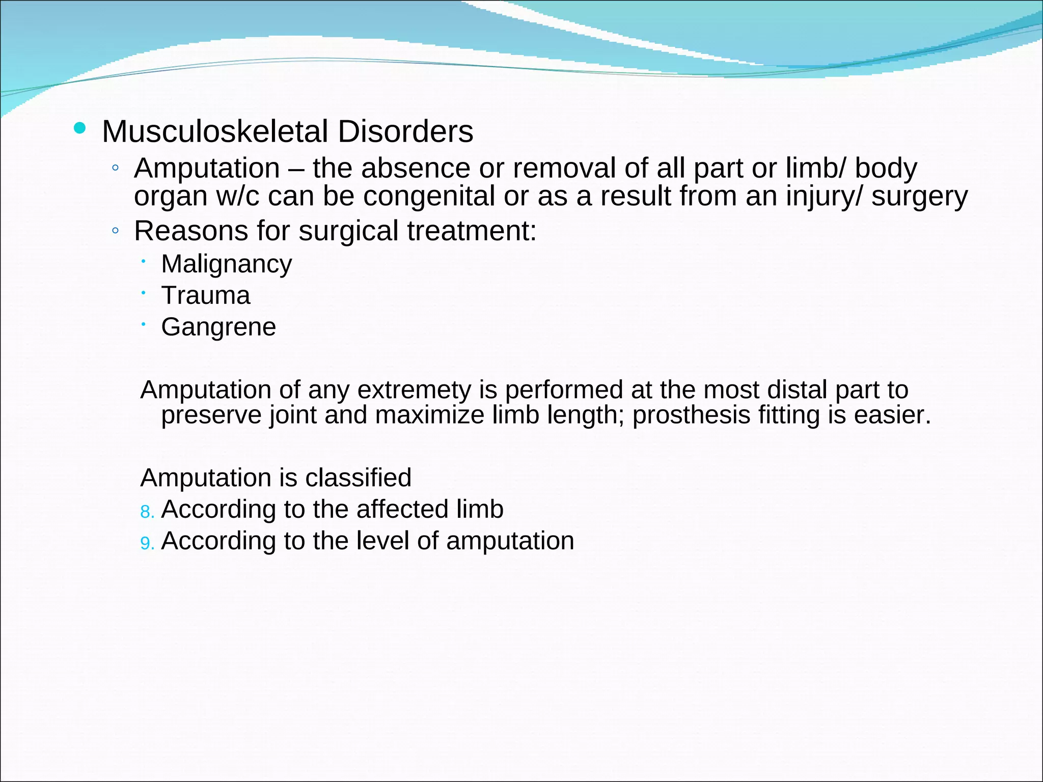 Musculoskeletal System Disorders | PPT