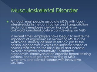 Musculoskeletal Disorder Prevention in the Workplace | PPT