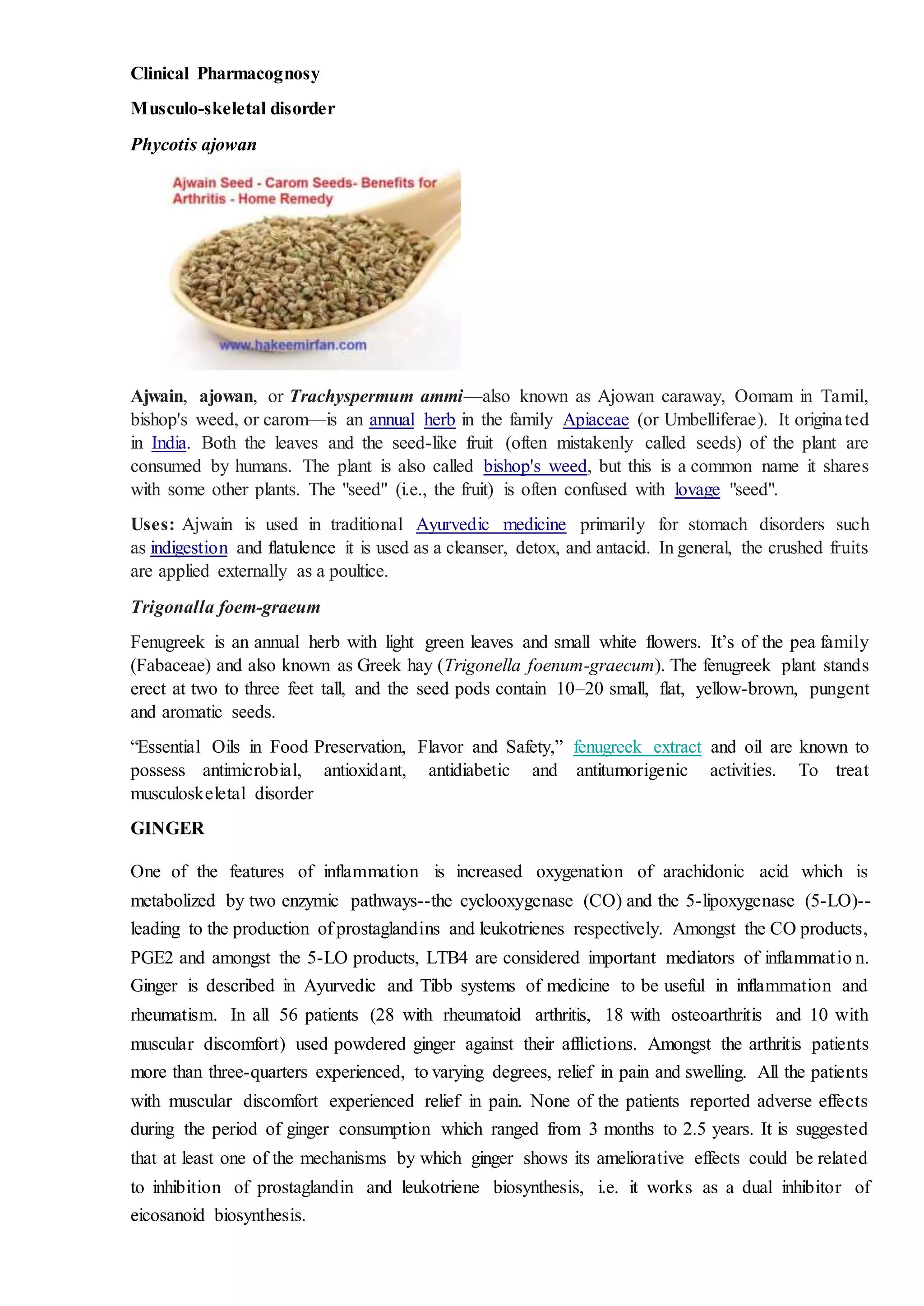 Musculoskeletal disorder, renal disorder, git disorder, reproductive ...