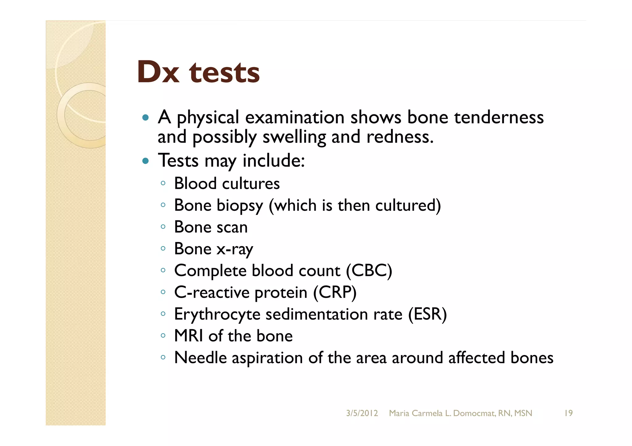 Bone and joint infections: Osteomyelitis, Septic Arthritis | PDF