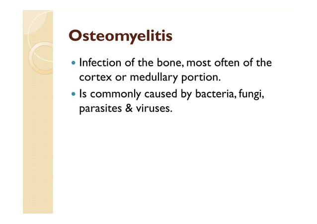 Bone and joint infections: Osteomyelitis, Septic Arthritis | PDF | Bone ...