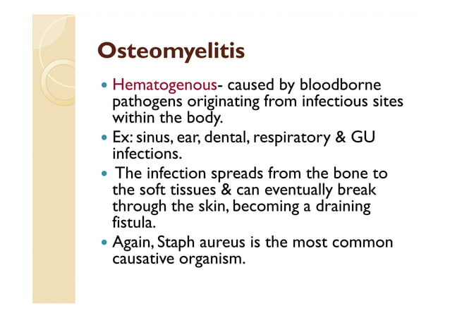 Bone and joint infections: Osteomyelitis, Septic Arthritis | PDF | Bone ...