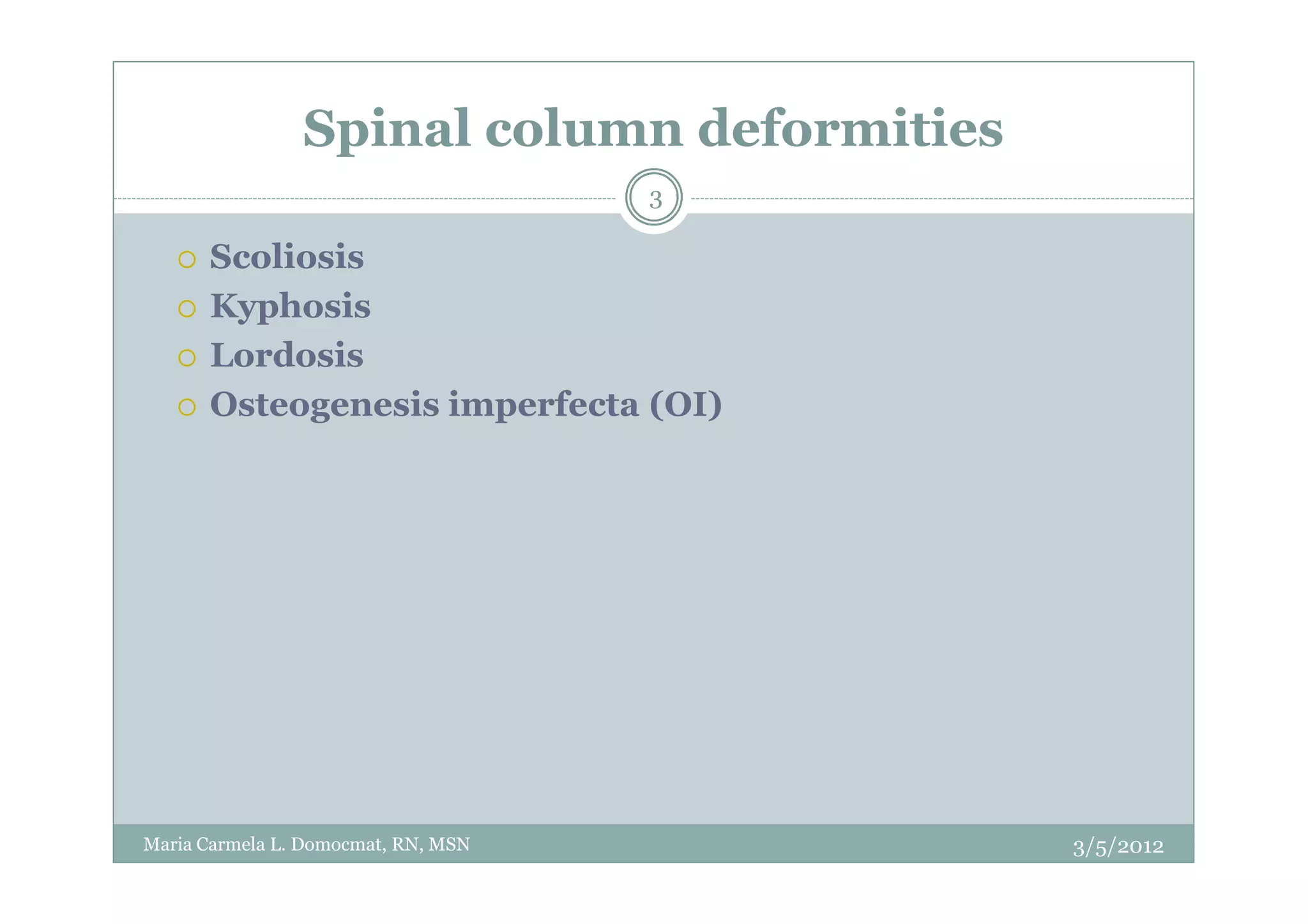 Spinal Column Deformities | PDF