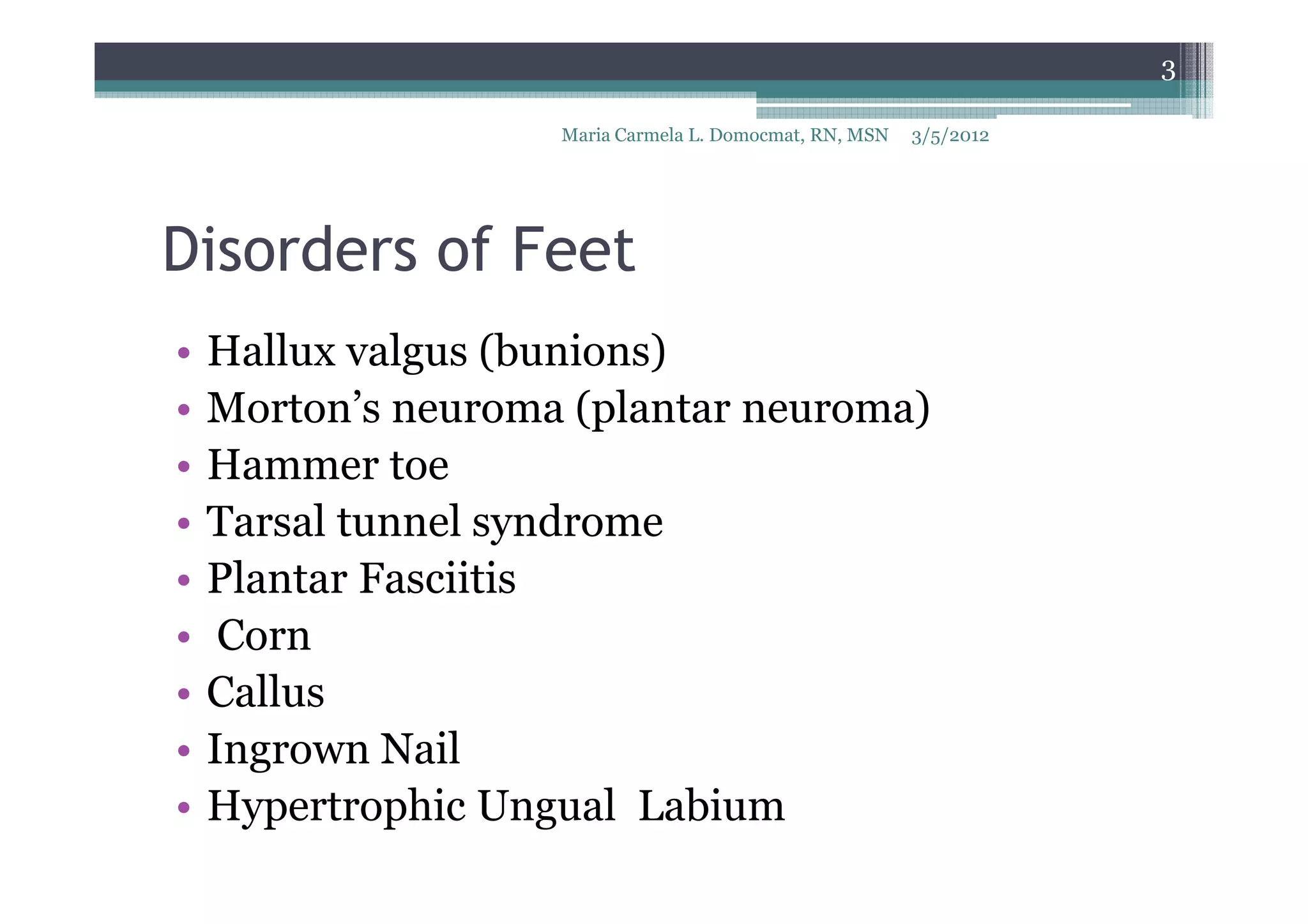 Musculoskeletal Disorders of the feet | PDF
