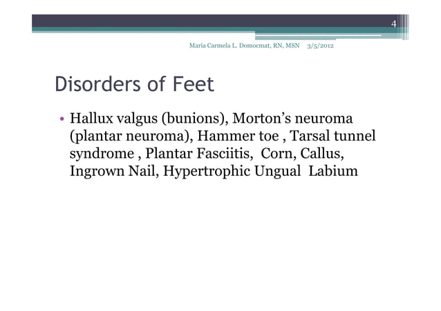 Musculoskeletal Disorders of the feet | PDF | Death, Injury, or ...
