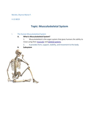 Musculoskeletal System | DOCX