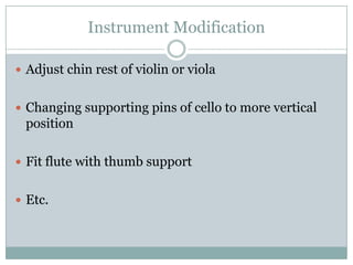 Musculoskeletal Injuries In Musicians 2008 | PPTX