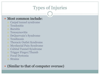 Musculoskeletal Injuries In Musicians 2008 | PPTX
