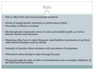 Musculoskeletal Injuries In Musicians 2008 | PPTX | Death, Injury, or ...