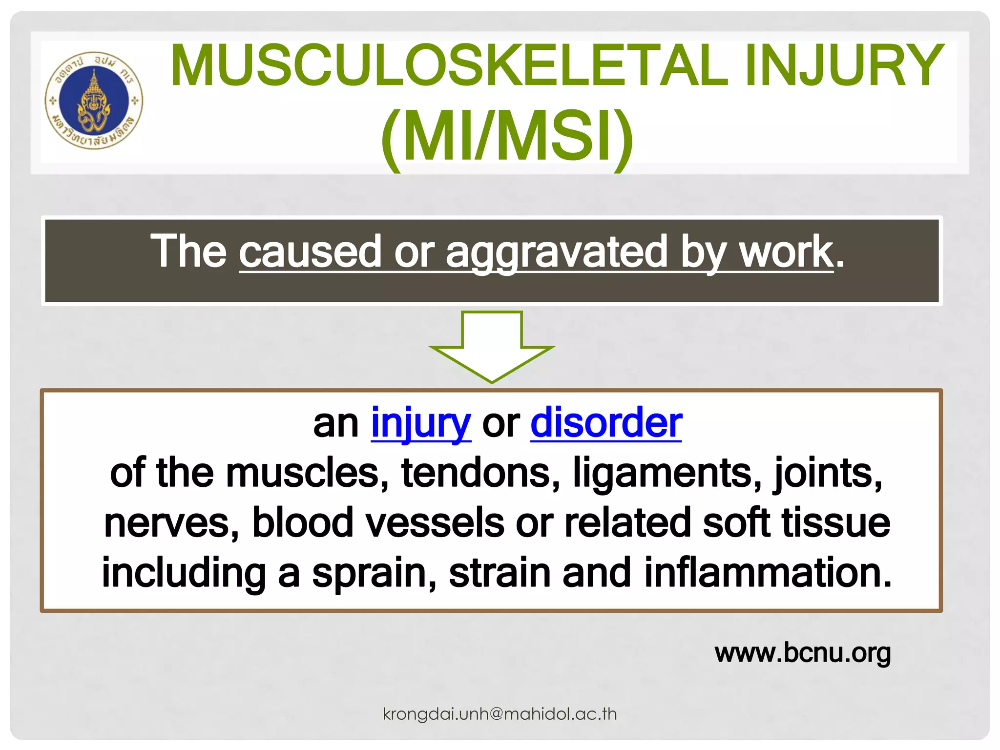 Musculoskeletal injuries prevention | PDF