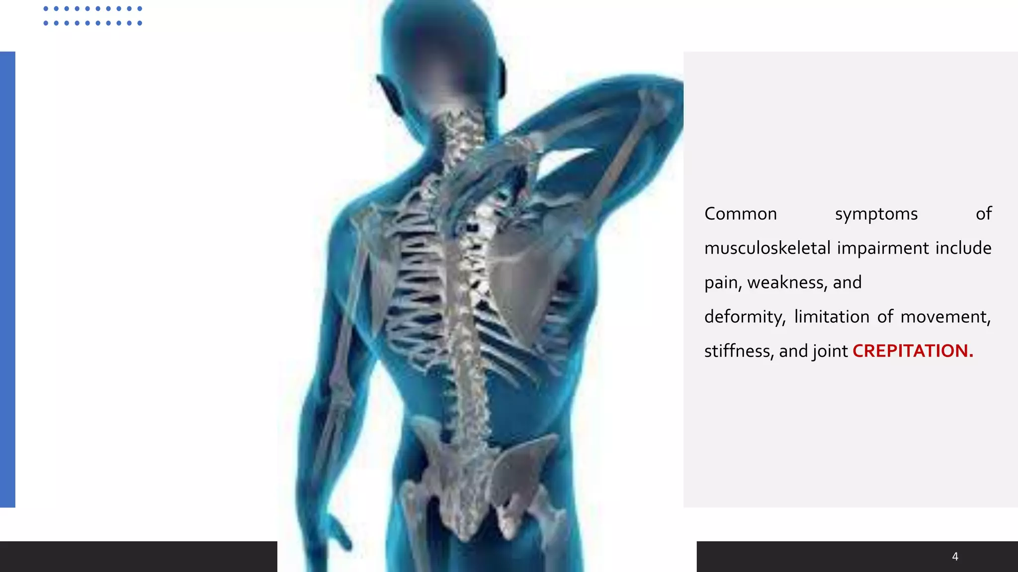 Musculoskeletal system assessment, diagnosis and disorders l | PPTX