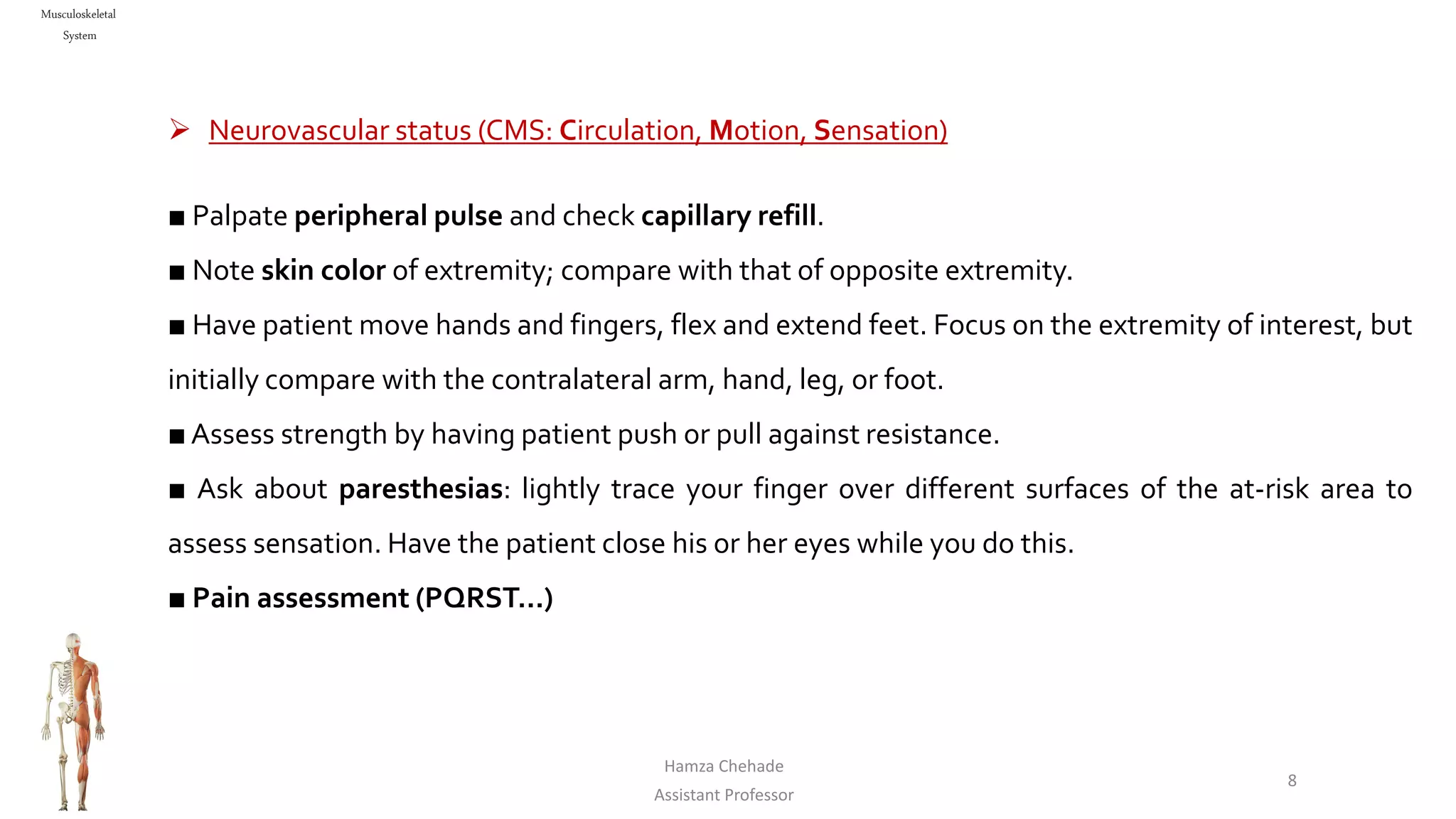 Musculoskeletal system assessment, diagnosis and disorders l | PPTX