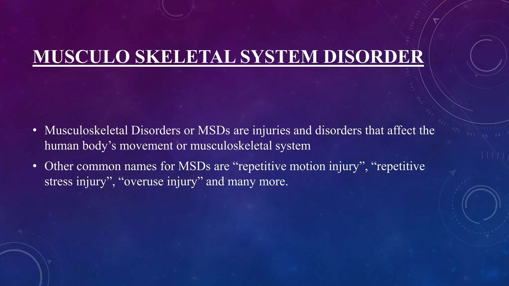 Musculo skeletal disorders.pptx | Bone and Joint Conditions | Diseases ...