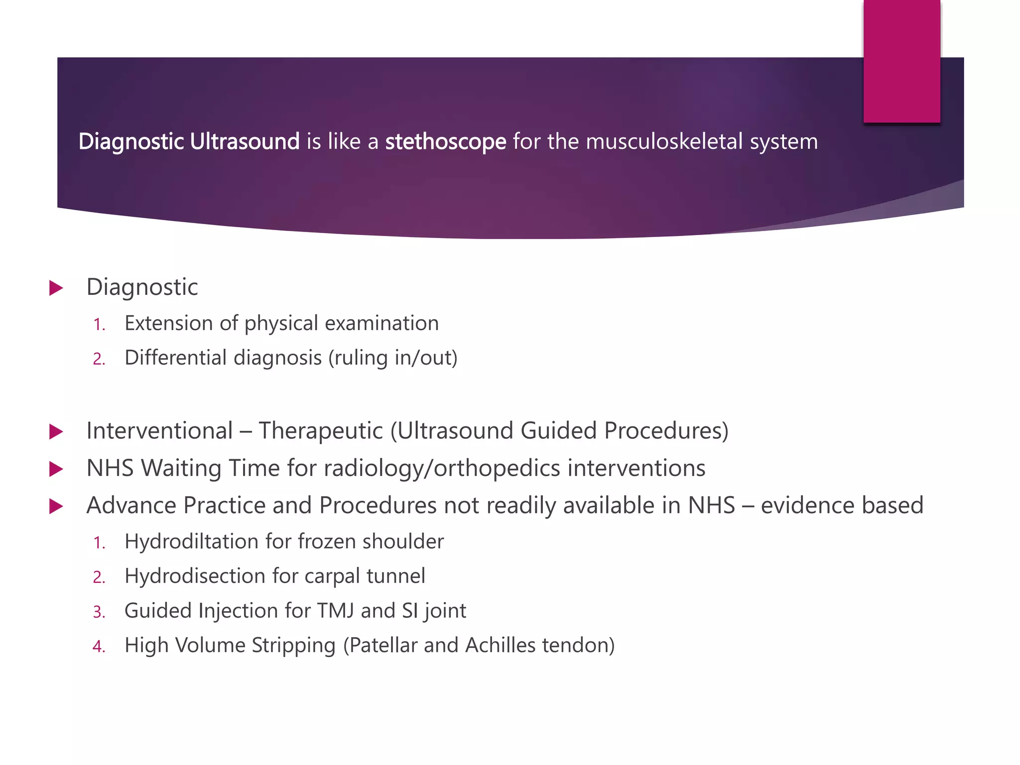 MSK Ultrasound and Guided Injections in Private Practice | PPTX