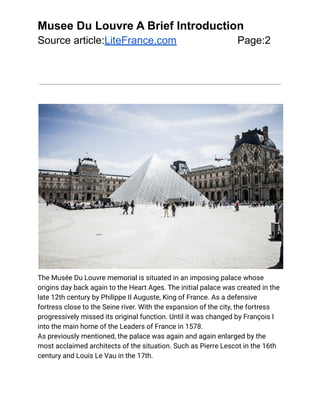 Musée Du Louvre A Brief Introduction | PDF