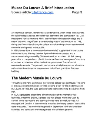 Musée Du Louvre A Brief Introduction | PDF