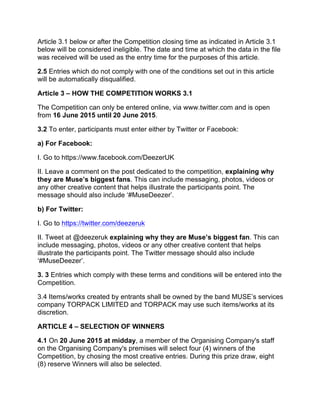 Muse in Cologne - Terms and Conditions | PDF