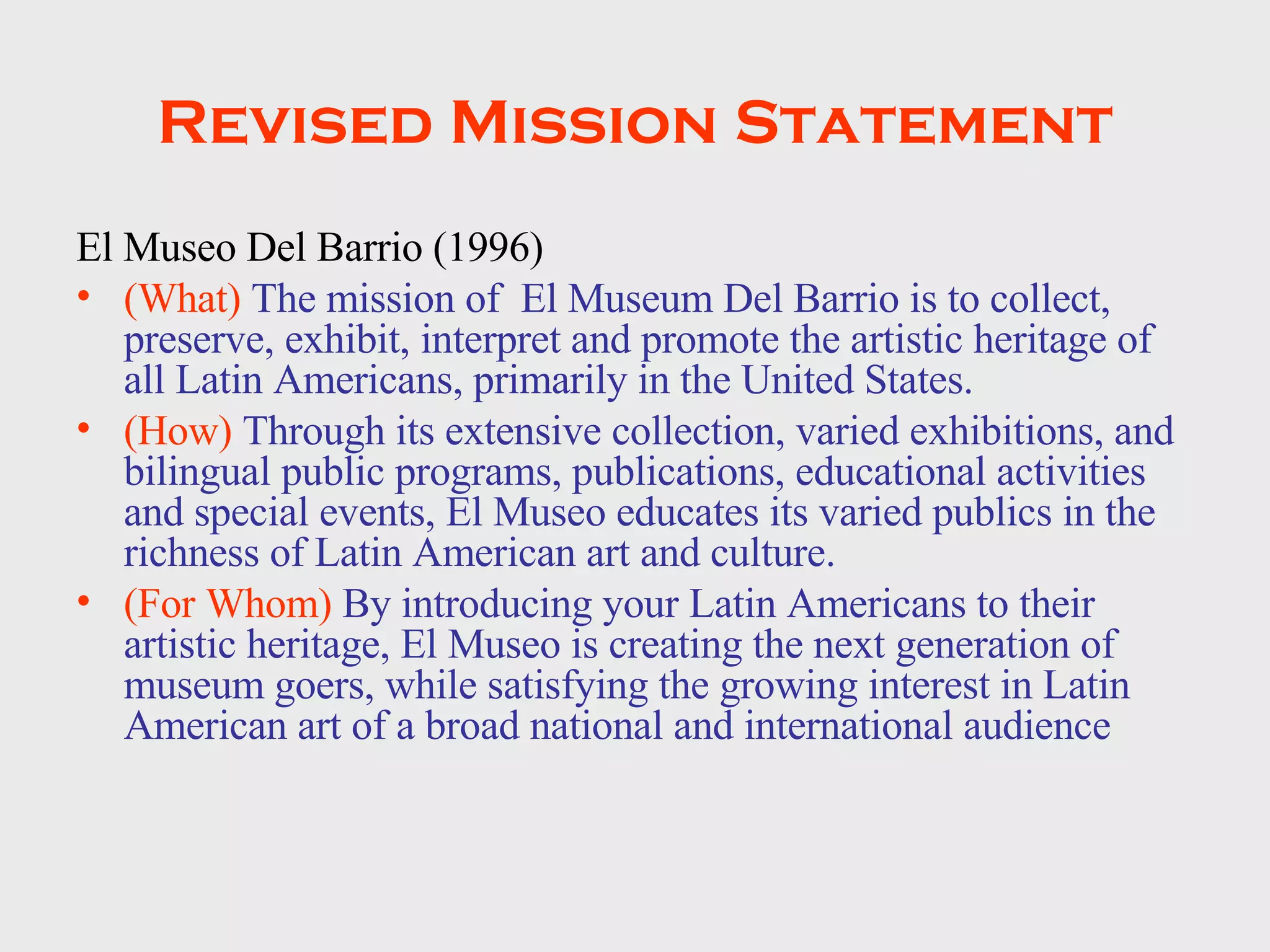 Museum Mission Statements | PPT