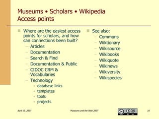 Museum Documentation and Wikipedia.de