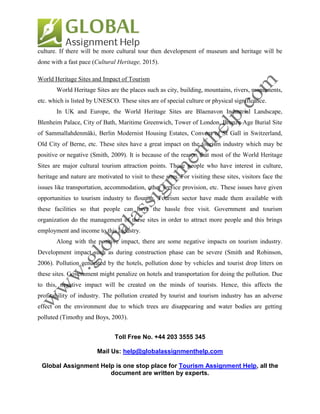 Sample Report on Importance of Museum, Heritage and Cultural Tourism | PDF