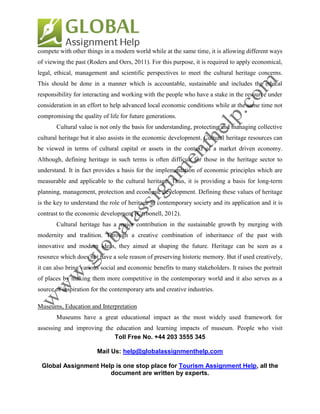 Sample Report on Importance of Museum, Heritage and Cultural Tourism | PDF