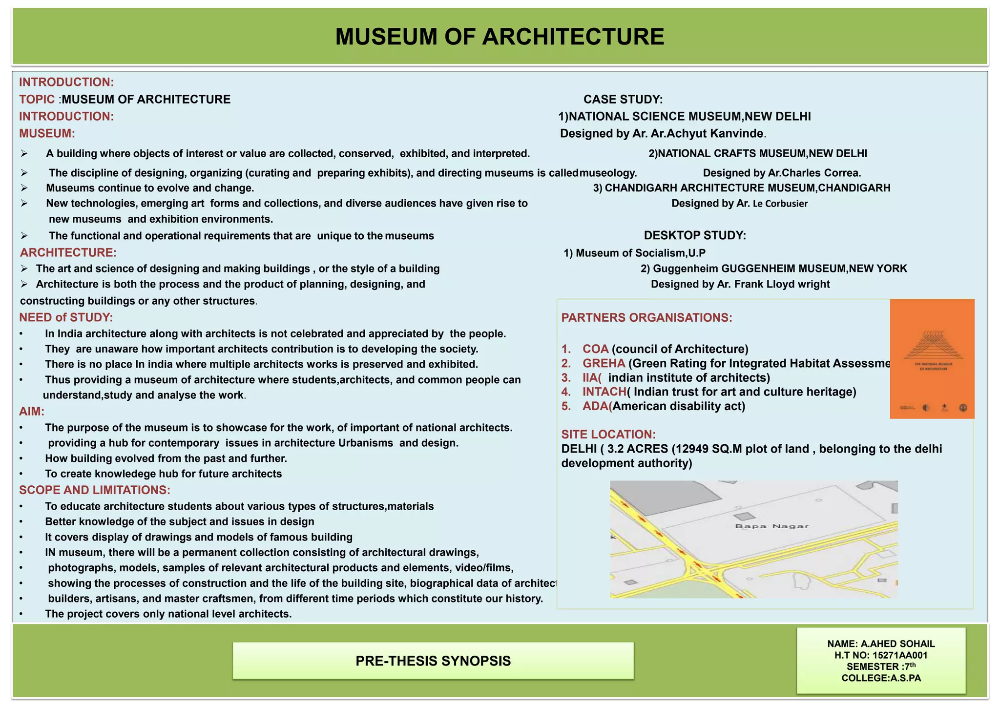 Museum of architecture pre-thesis synopsis | PPTX