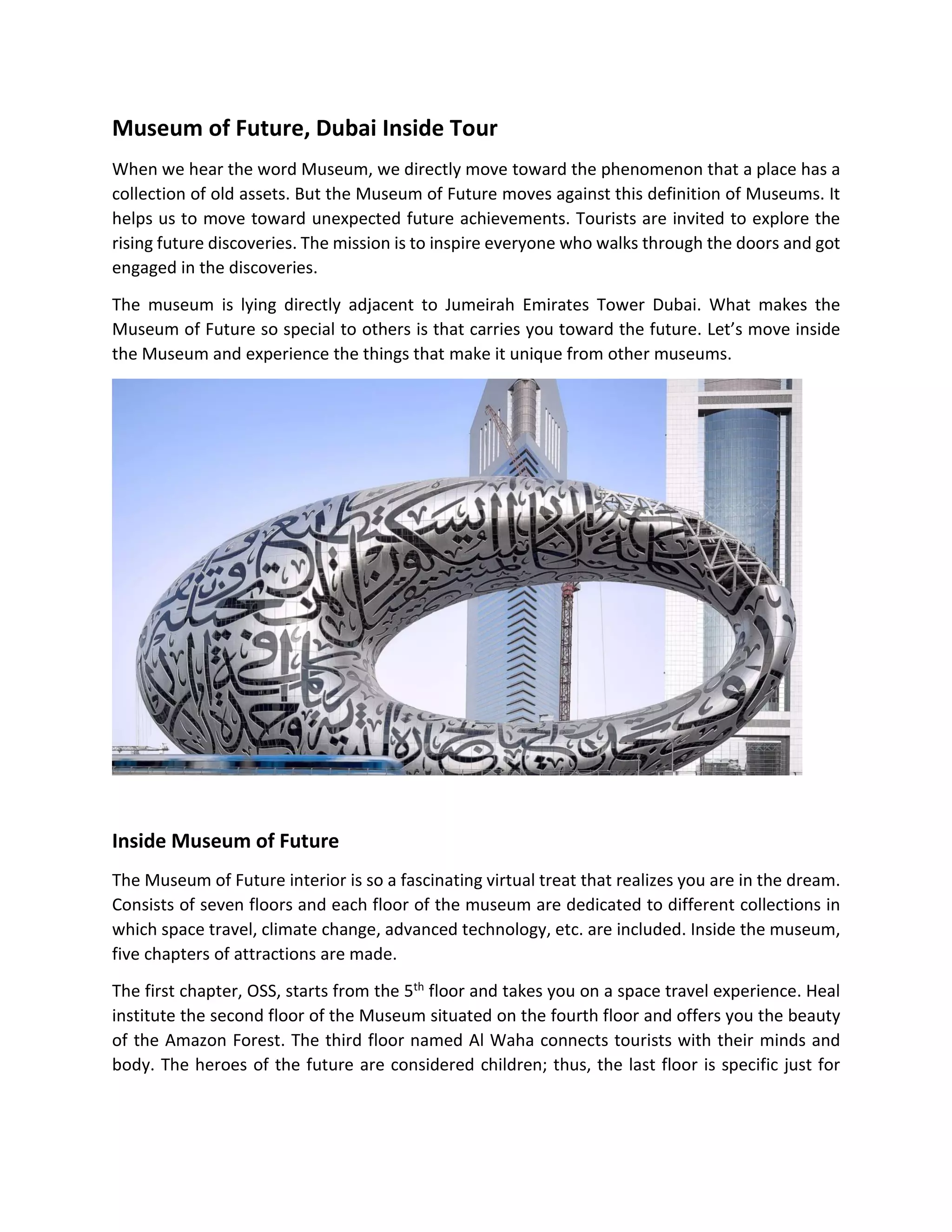 Museum of Future, Dubai Inside Tour | PDF