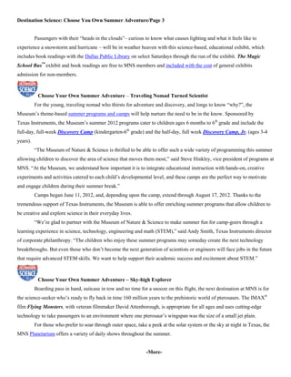 Destination Science: Summer at MNS | PDF | Zoos & Aquariums | Attractions