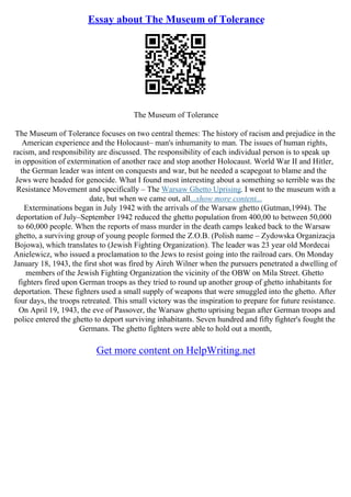 Museum Of Tolerance Essay | PDF | Debated Sensitive Social Issues ...