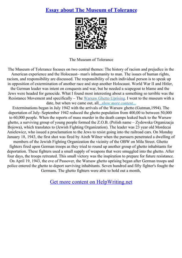 Museum Of Tolerance Essay | PDF | Debated Sensitive Social Issues ...