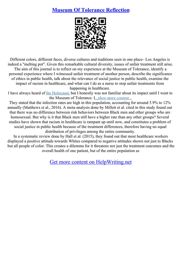 Museum Of Tolerance Essay | PDF | Debated Sensitive Social Issues ...