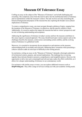 Museum Of Tolerance Essay | PDF
