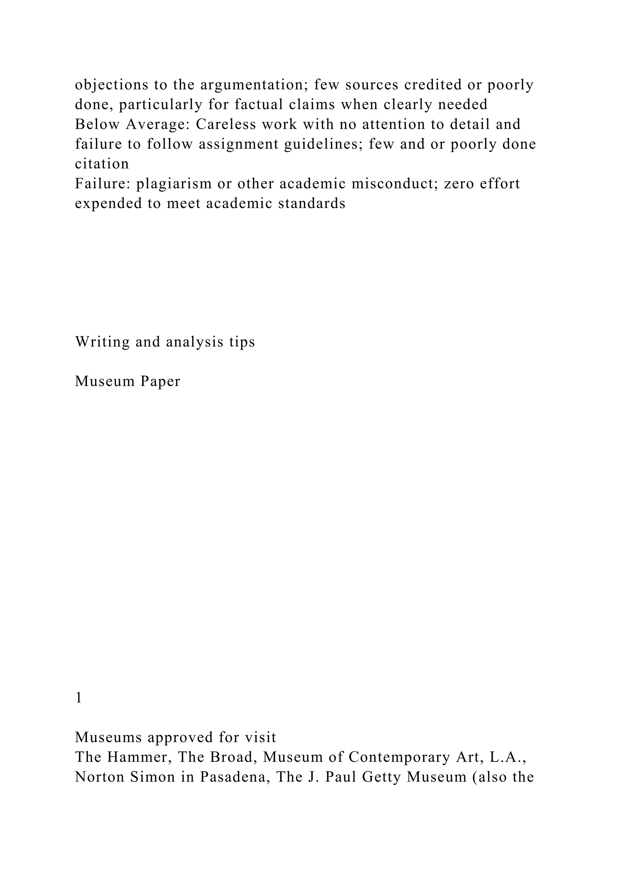 Museum paper Rubric Formal Analysis of Artwork Points 401..docx